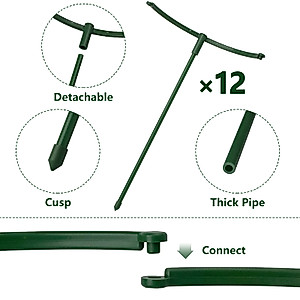 12Packs Plant Support Stake Half Round Plant Support, Stackable 3 Tier Garden Flower Support, Plant Stakes for Indoor Outdoor Plants for Tomato,Monstera, Peony, Hydrangea, Climbing Plants