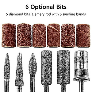 Pinkiou Portable Electric Nail Drill Set Pen Sander Polish Machine Acrylic Gel Removal Manicure Filer Kit with 6 Nail Drill Bits Pedicure Efile Rotary Carver Nail Art Tools