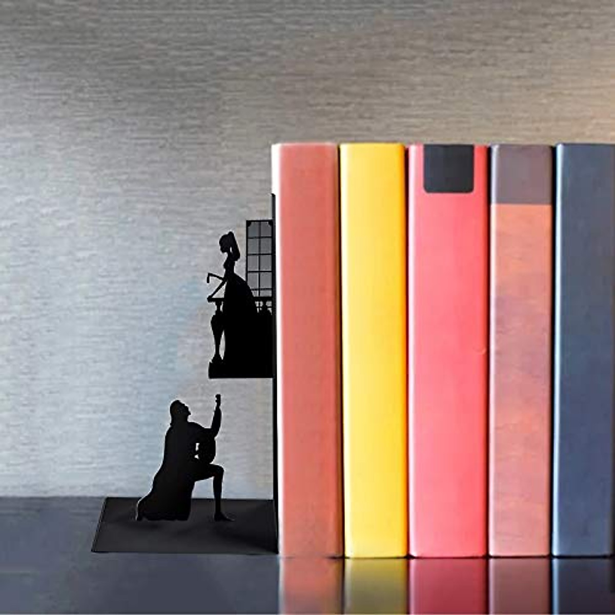 Black Metal Non-Slip Bookend Bracket Heavy Book End Office Book Stopper Sunflower Office Decor for Women Desk (Black, One Size)