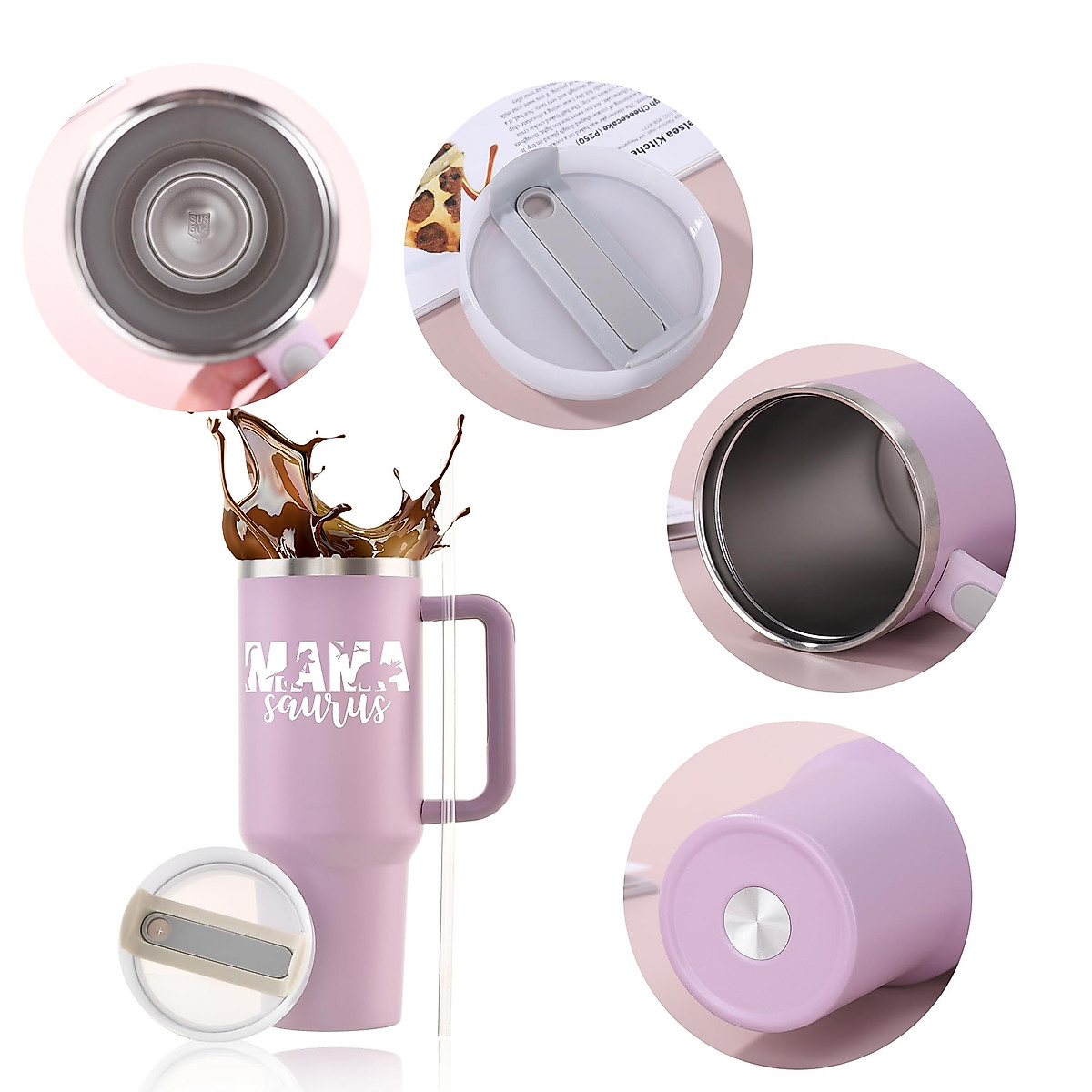 CHONG SHENG Mamasaurus 40OZ Coffe Mug - Gifts for Mama Birthday, Christmas, Mother’s Day Gifts for Mom from Kids, Mamasaurus Tumbler