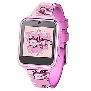 Accutime Minecraft Kids Pink Educational Learning Touchscreen Smart Watch Toy for Girls, Boys, Toddlers - Selfie Cam, Learning Games, Alarm, Calculator, Pedometer & More (Model: MIN4160AZ)