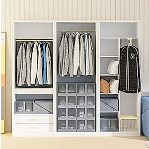 Yagizaai Bayou Fabric Shoe Box, 4 PCS Collapsible Stackable Breathable shoe storage organizer boxes with Clear Window and Handle, Upgraded Shoe Bin & Holder for Up to Size 10