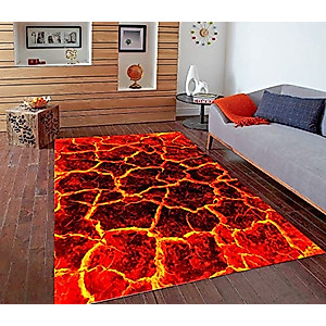 Hot Lava Rug, Lava Rug, Floor is hot Lava, Volcano Floor Rug C942 (23”x31”)=60x80cm