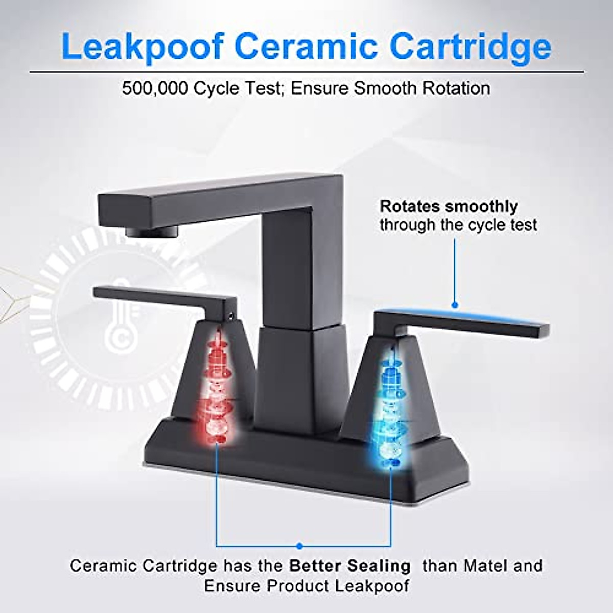 BRAVEBAR 4in Black Bathroom Faucet - 2 Handles Centerset Faucet Bathroom 2 or 3 Hole Bathroom Vanity Sink Faucets with Pop-up Drain | 360° Swivel Spout Leadfree Bathroom Faucet Matte Black