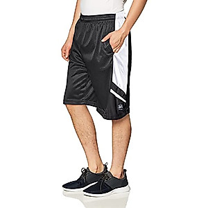 Southpole Men's Athletic Gym Mesh Shorts with Pockets, Lightweight, Quick Dry, Breathable, Black, XX-Large