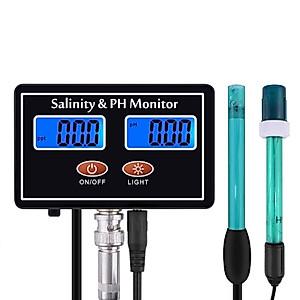 Digital Tester PH Salinity Monitor 2 in 1 Aquarium Water Quality Meter Seawater Salt Tester for Pool Spa Fish Pond Aquaculture