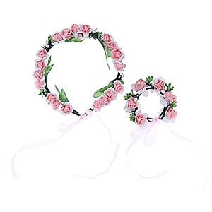 FOMIYES 2pcs Hair Tie Bracelet Bride Headpieces for Wedding Corsage Wristlet Band Flower Garland Flower Wristband Floral Headdress Hair Accessories Headband Headgear Hair Ring The Flowers