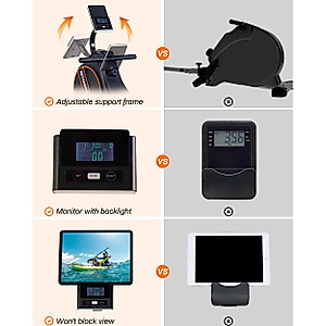 ECHANFIT Magnetic Rowing Machines for Home, LCD Monitor with Backlight and Tablet Holder, 16 Levels Adjustable Resistance, 350 LB Weight Capacity Foldable Rower for Home Gym Cardio Workout