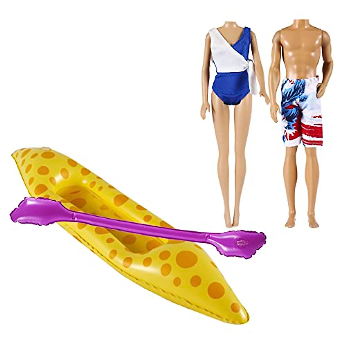 E-TING Beach Bikini Swimsuit Swimtrunk with Toy Boat Ship Kayak Accessories for 11.5-inches Girl Doll and 12-inches Boy Doll