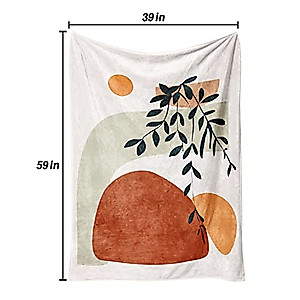 SEBKQ Boho Sun and Leaves Blanket Double Sided Flannel Throw Blanket, Suitable for Adults and Children on The Sofa, Car, Bed Nap Warm Comfortable Blanket(59in X 39in)