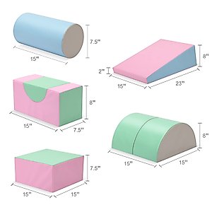 M HI-Mat Soft Climb and Crawl Activity Play Set，Safe Soft Foam Block for Preschoolers,Toddlers, Baby, Kids Crawl and Climb，Lightweight Foam Shapes for Climbing, Crawling and Sliding (Pink)