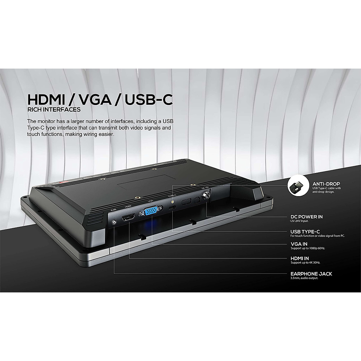 LILLIPUT FA1019/C 10.1" 1500 NITS high brightness FHD 1000:1 HDMI/VGA Supports 4K 30Hz with Flip image function for Teleprompter (FA1019/C -Standard version with HDMI and VGA -no IP rating)