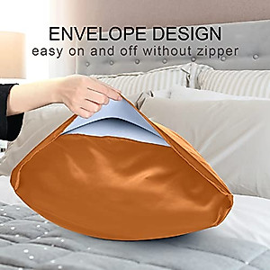 xigua Satin Pillowcase Plain Rust Orange Solid Color Silk Satin Pillowcase for Hair and Skin Satin Pillow Cases with Envelop Closure 20x26 in