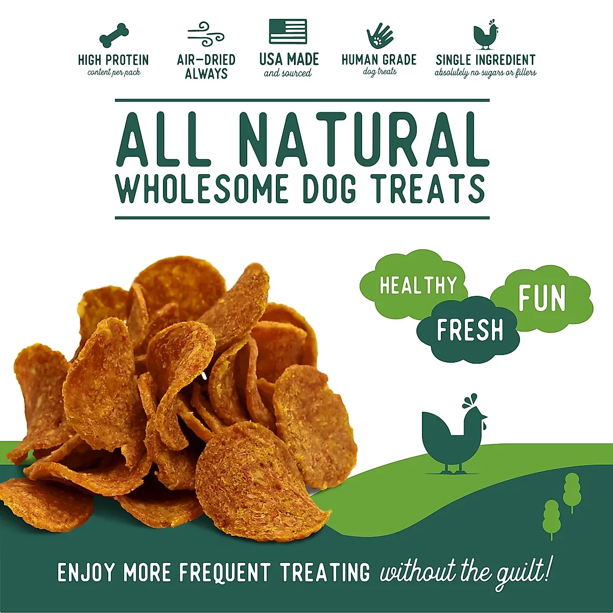 Beg & Barker Chicken Chips for Dogs (8oz, Pack of 1) - Single Ingredient Dog Treats Made for Small and Large Dogs Protein Human Grade Dog Treats Made from Real Meat Chicken, Made in USA