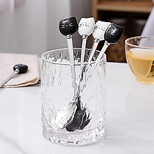 Cute Cat Spoon for Tea Coffee Ceramic Stainless Steel Spoons for Cat Lover Cat Food spoon for Wet Food Cat Themed Gift for Couples Wedding House Warming Gifts 2Pcs