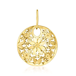 Ross-Simons Italian 14kt Yellow Gold Circle Flower Pendant
