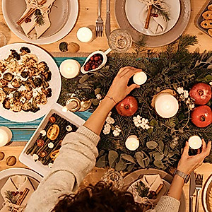 Linen Burlap Rustic Table Runners 13X70 Inches Long Dresser Scarfs, Retro Barn Wood Brown Teal Table Runner Farmhouse Style for Coffee Table, Holiday Parties, Wedding, Events Dinner, Home Decor