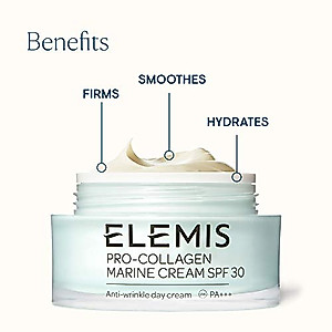 ELEMIS Pro-Collagen Marine Cream SPF 30 | Lightweight Anti-Wrinkle Daily Face Moisturizer Firms, Smoothes, Hydrates, & Delivers Sun Protection | 50 mL