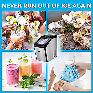 Mueller Nugget Ice Maker Machine, Quietest Heavy-Duty Countertop Ice Machine, 30 lbs of Ice per Day, Compact Portable Ice Cube Maker, 3 QT Water Reservoir, Self-Cleaning with Basket