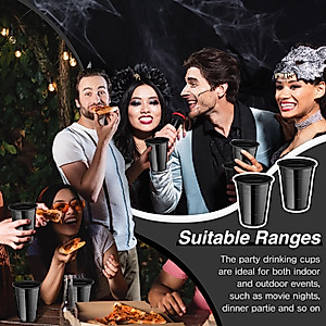 Lounsweer 100 Pack 16 oz Christmas Plastic Cups Party Supplies Cups Disposable Drinking Cups Water Cups for Graduation Wedding Birthday Beer Taste Serving Snack Sample Tastings Barbecues Picnic(Black)