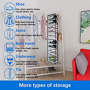 hanging shoe organizer , 12Section,shoe organizer,Ample Storage Space,college dorm essentials for girls,Heavy duty rack Up to 45 Pounds,closet organizers and storage,closet organizer,White/Black