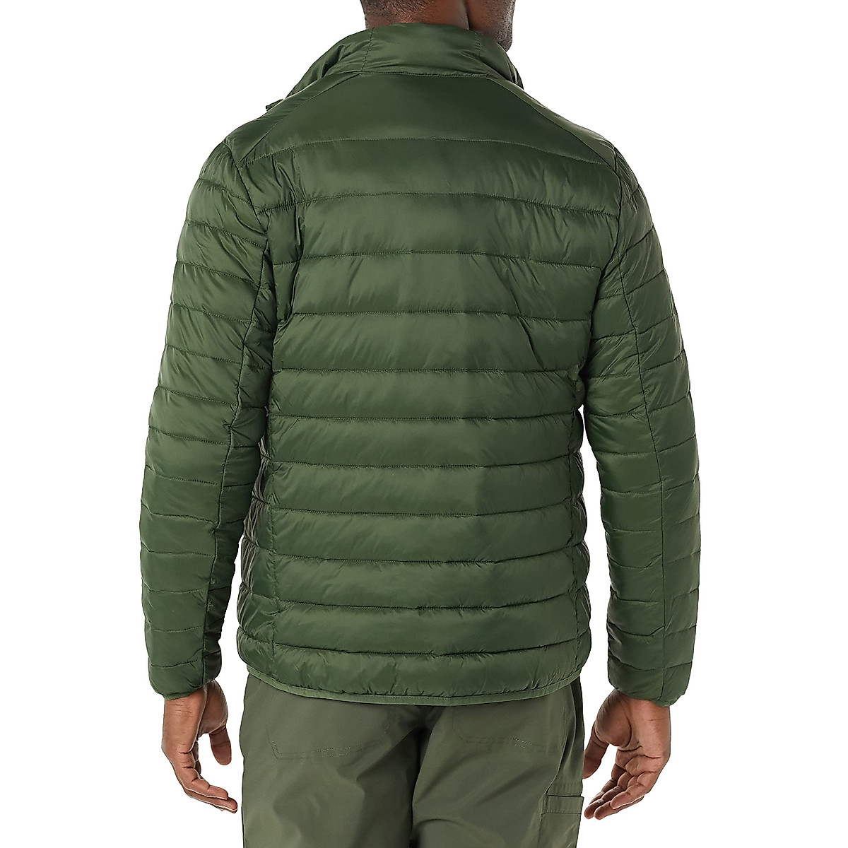 Amazon Essentials Men's Packable Lightweight Water-Resistant Puffer Jacket (Available in Big & Tall), Dark Green, Medium
