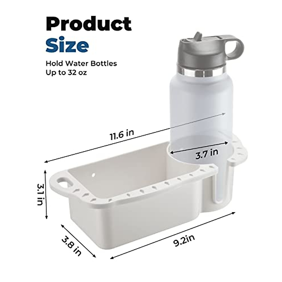 KEMIMOTO Boat Cup Holder, Boat Caddy Organizer Marine Cup Holder with Drainage Hole Universal Fishing Caddy Cabin Storage for Boat, White