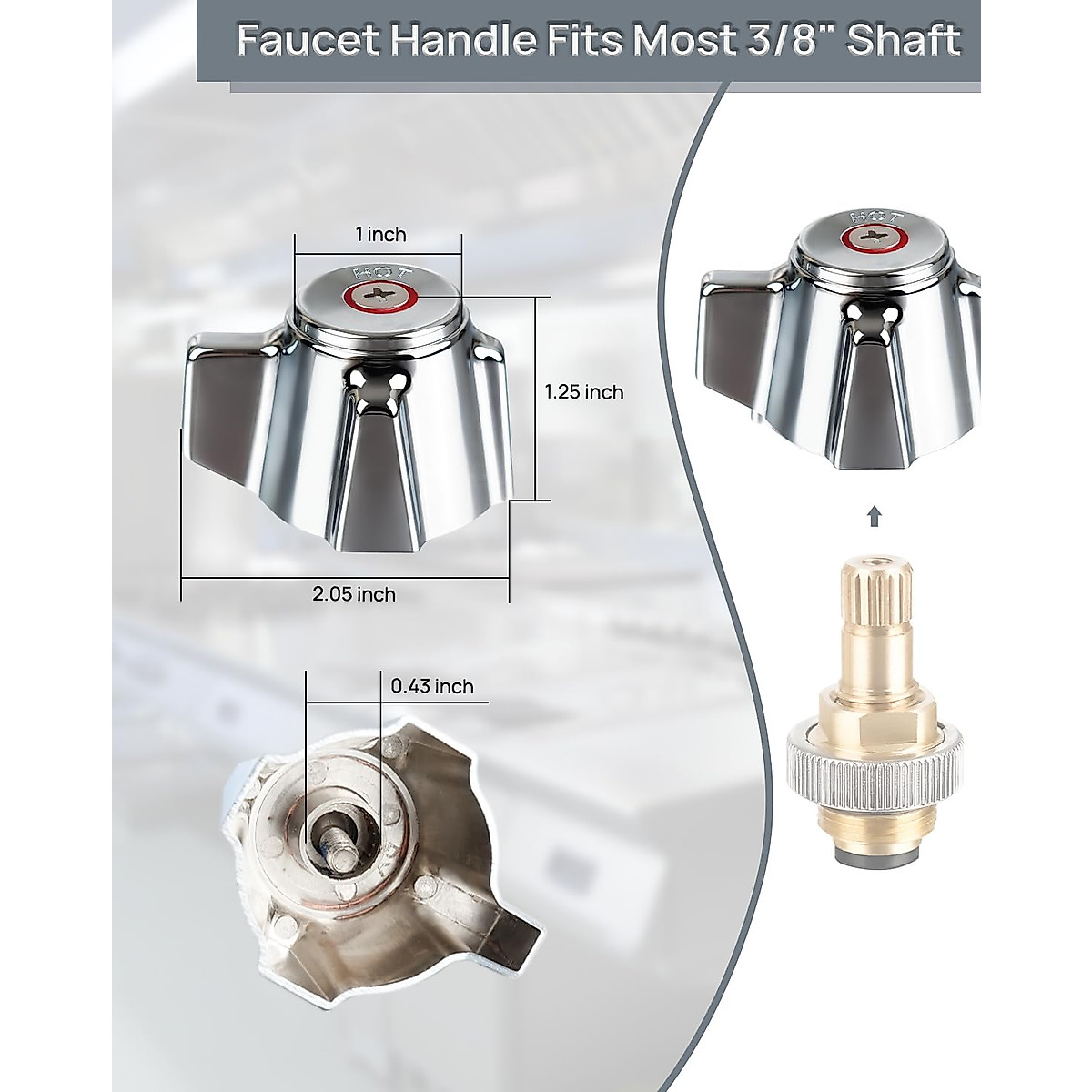 Phivan Commercial Faucet Handle Replacement Kit Outdoor Faucet Handles 0.43 Round Stem Hole Faucet Handle Fits Most 3/8 Shaft Sillcock Valve Stems for Industrial, Restaurant, Kitchen Faucet (Red)