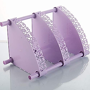 Amosfun Bathroom Organization and Storage Bathroom Three Layer Plastic Storage Shelves Rack Basket Corner Shelf Organizer Desk Stand Rack Bathroom Shelves for Home Household Kitchen (Triangle Purple)