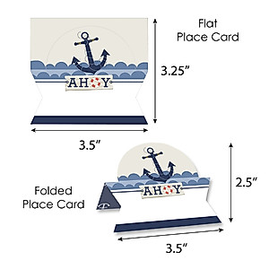 Big Dot of Happiness Ahoy - Nautical - Baby Shower or Birthday Party Tent Buffet Card - Table Setting Name Place Cards - Set of 24