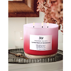 Lychee Guava Sandalwood Candle | Large 3-Wick Highly Scented Candle for Home | Natural Soy Candle 15.8 oz | Sweet & Refreshing Luxury Fragrance Candle | Relaxing Aromatherapy Candle for Women & Men