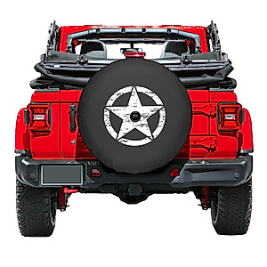 Boomerang - Distressed Star (White Print) - 32" Soft JL Tire Cover for Jeep Wrangler JL (with Back-up Camera) - Sport & Sahara (2018-2024) - Made in The USA