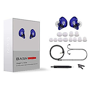 BASN Bsinger BC100 in Ear Monitor Headphones Universal Fit Noise Isolating IEM Earphones for Musicians Singers Studio Audiophiles (Blue)