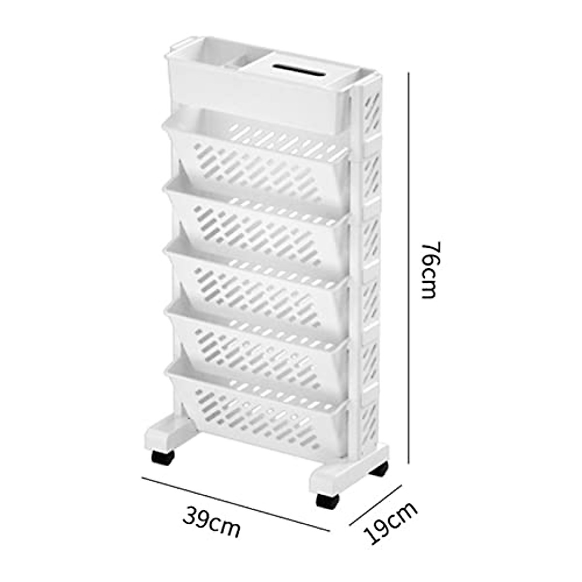 Mumusuki Storage Trolley, Slide Out Rolling Utility Cart Storage Shelf Rack on Wheels Movable Bookshelf Shelving Organizer for Office Kitchen Bedroom Bathroom Laundry Room (6 Layer)