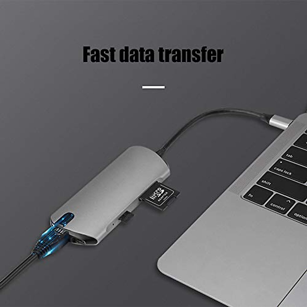 XUNMAIFHB Portable Docking Station,8-in-1 USB Type-c Converter 1 Drag 8 Computer Splitter USB3.0A, HDMI, RJ45 (Gigabit) TF/SD, PD Fast Transmission