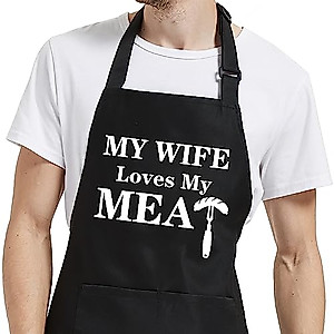 Funny Aprons for Men, Husband Birthday Gifts from Wife for Cooking Grilling BBQ, Gag Gifts for Men, Kitchen Apron for Chef Dad
