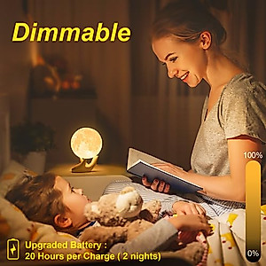 Balkwan Moon Lamp for Kids - 3D Magical Globe Ball for Space Decor - Classical Moon Night Light - Dimmable and Touch Control Design,Birthday Gifts for Women,Kids,Child and Baby Home Decor