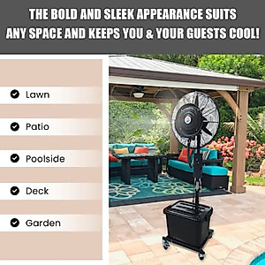Cool-Off™ 10 Gallon water tank Tropic Breeze Portable Misting Fan with 90 Degree Oscillation (Midnight Black)