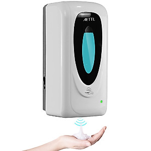 AETTL Touchless Automatic Foaming Hand Soap Dispenser Wall Mount, Motion Sensor Foam Liquid Refill Bottle Sanitizer Dispensing for Bathroom Kitchen Home Farmhouse Station 1306-s