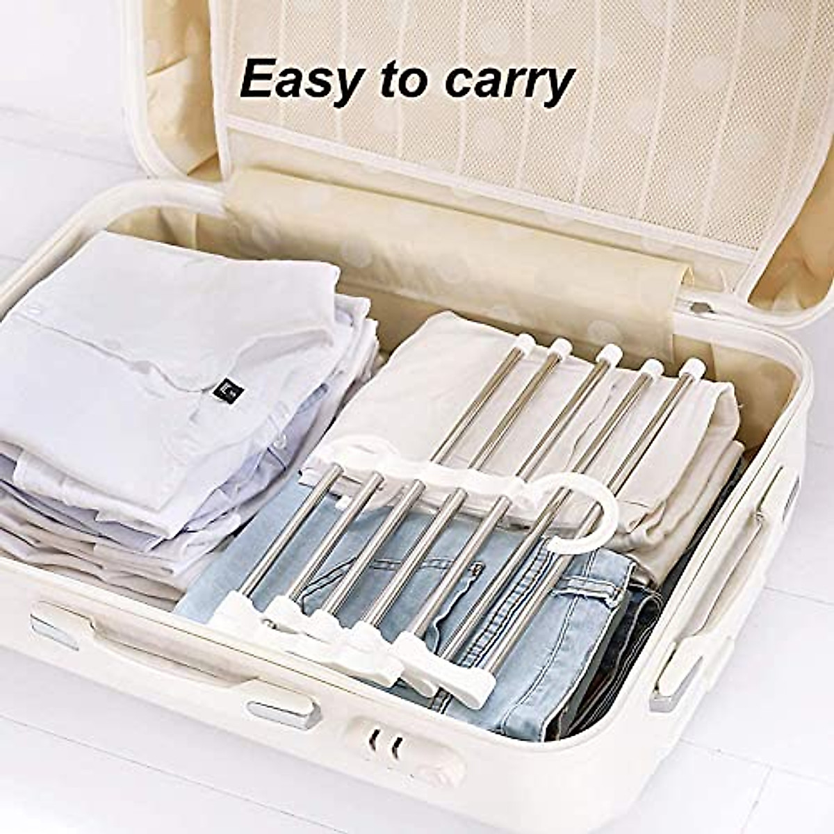 YUNAI Stainless Steel Pants Hangers Jeans Clothes Organizer Folding Storage Rack Space Saver Storage Rack for Hanging