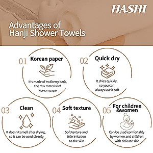 Korean Body Exfoliating Cloths, for Sensitive Skin, Remove Bad Smell Paper Fiber Wash Scrubber, ECO-Friendly Washcloth, Clean Shower Towels, Sponge, Loofah Scrub for Back, (11.4 x 38.2 Inches) HA SHI