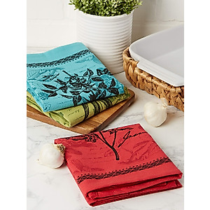 DII Botanical Print Tabletop Collection, Dishtowels, 18x28, Botanical Flowers 3 Piece