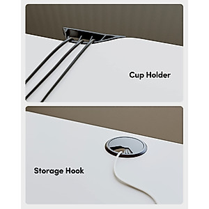 FEZIBO Height Adjustable Electric Standing Desk, 55 x 24 Inches Stand up Table, Sit Stand Home Office Desk with Splice Board, White