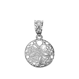 Dainty Sterling Silver Sea Star Charm Sand Dollar Round Pendant