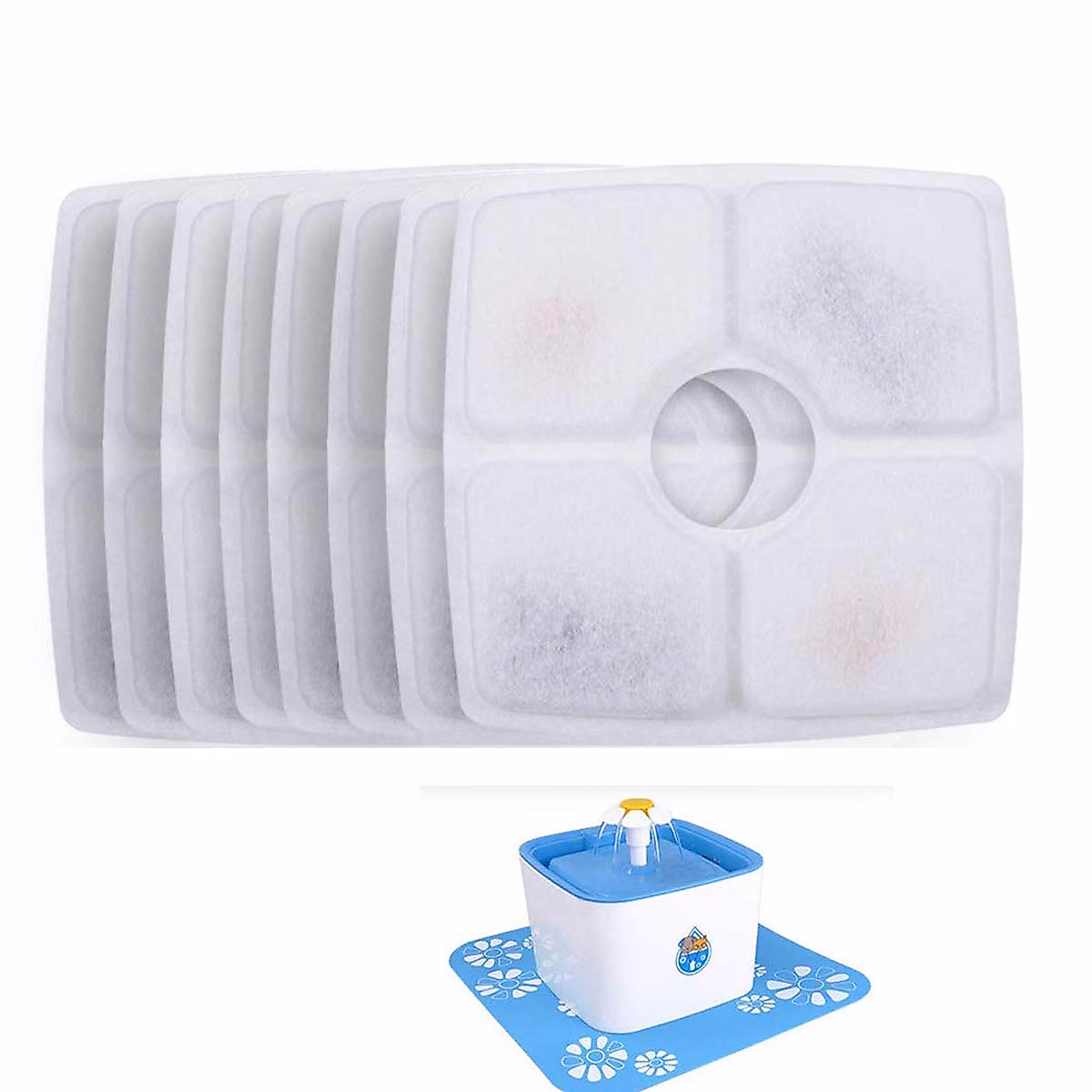 Cat Water Fountain Filters, 8 Packs Filter for Automatic Cat Water Filter, Carbon Replacement Filter for 84oz/2.5L Pet Water Fountain, Dog Water Dispensers