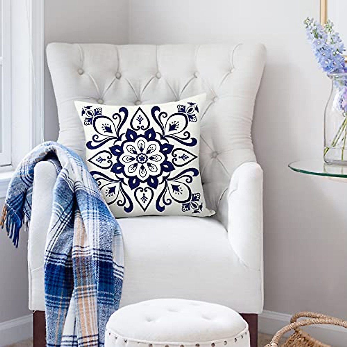 Thideape Yellow and Blue Throw Pillows 18x18 Set of 2 Bohemian Boho Throw Pillows Outdoor Pillows Bed Living Room Couch Sofa Pillows