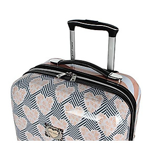 Betsey Johnson 30 Inch Checked Luggage Collection - Expandable Scratch Resistant (ABS + PC) Hardside Suitcase - Designer Lightweight Bag with 8-Rolling Spinner Wheels (Chevron Hearts)