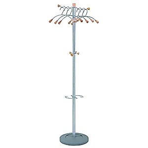 Alba PMWAVE Wavy Coat Tree, Six Hangers/Two Knobs/Four Hooks, Silver Steel/Wood