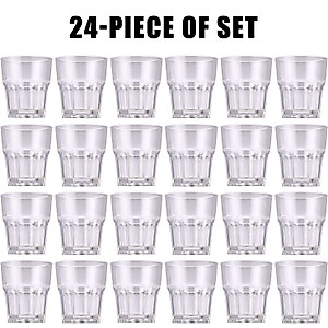 Set of 24 Acrylic Drinking Glasses 8 oz Clear Reusable Water Drinking Cups Stackable Shatterproof Unbreakable Drinking Tumblers Water Glasses for Juice Beverages Drinks Coffee Wine Applications
