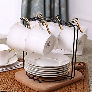 LGCTION Euro Large 6-Mug Holder, Countertop Mug Tree, Coffee Mugs & Tea Cup Storage Rack, Coffee Counter Bar Accessory & Kitchen Organizer